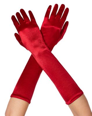 Long Red Satin Gloves - Spencer's