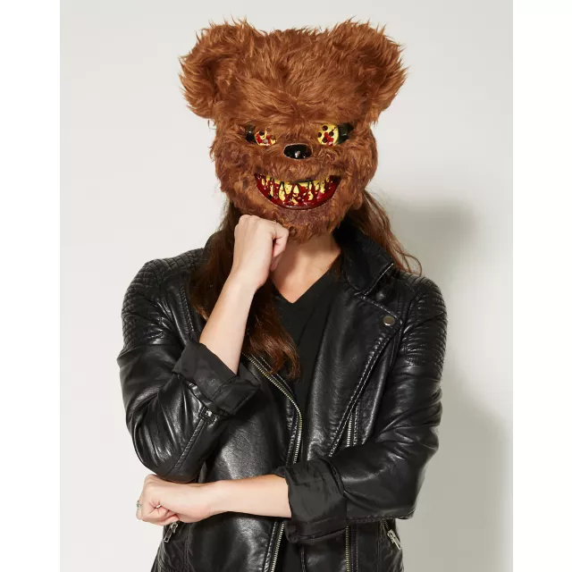 Brown Scary Teddy Bear Half Mask - Spencer's