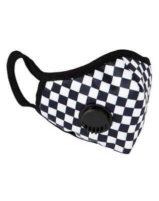 Checkered Black and White Face Mask - Spencer's