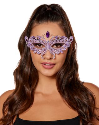 Purple Butterfly Crystal Eye Half Mask - Spencer's