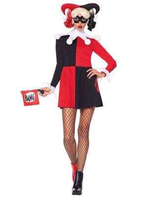 Adult Harley Quinn Red and Black Dress Costume - DC Villains - Spencer's