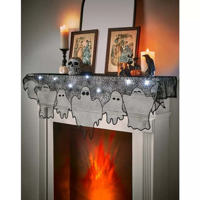 Light-Up Lace Ghost Mantel Scarf - Spencer's