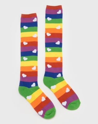 Heart Rainbow Crew Socks - Spencer's