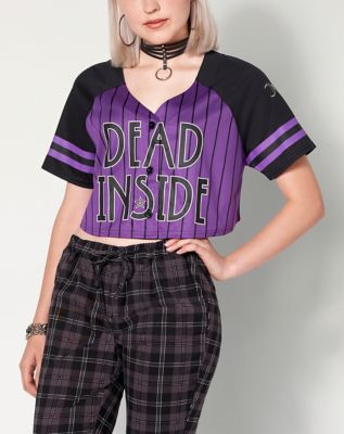 Dead Inside Crop Top Jersey T Shirt - Spencer's