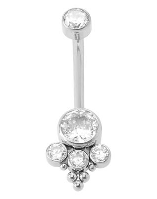 Round CZ Titanium Belly Ring - 14 Gauge - Spencer's