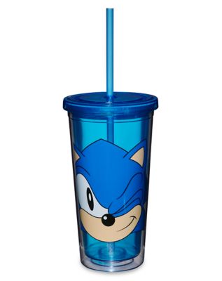 Winking Sonic Cup with Straw 20 oz. - Sonic the Hedgehog - Spencer's