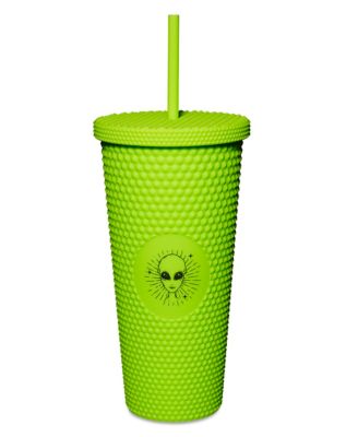 Green Alien Textured Cup with Straw - 24 oz. - Spencer's