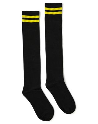 Yellow Stripe Black Knee High Socks - Spencer's