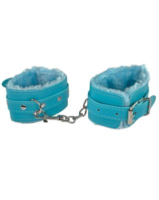 Aqua Faux Fur Handcuffs - Pleasure Bound - Spencer's