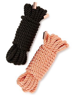 Black and Rose Goldtone Silky Shackles Bondage Rope - Pleasure Bound ...