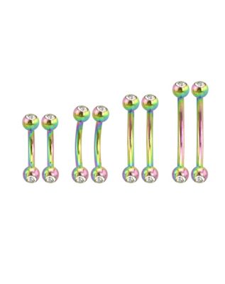 Multi-Pack CZ Metallic Rainbow Curved Barbells 8 Pack - 16 Gauge ...