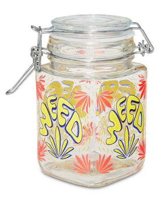 Weed Leaf Pattern Stash Jar - 10 oz. - Spencer's