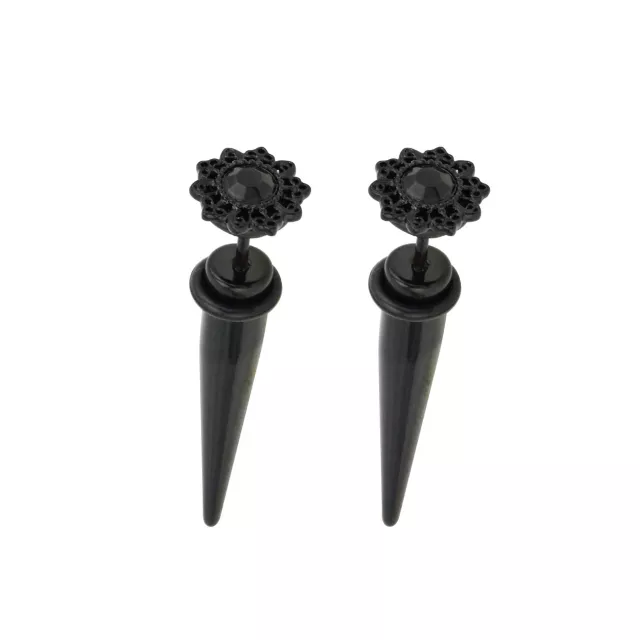 Black CZ Filigree Fake Tapers - 14 Gauge - Spencer's