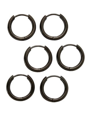 Multi-Pack Black Hoop Earrings 3 Pack - 20 Gauge - Spencer's