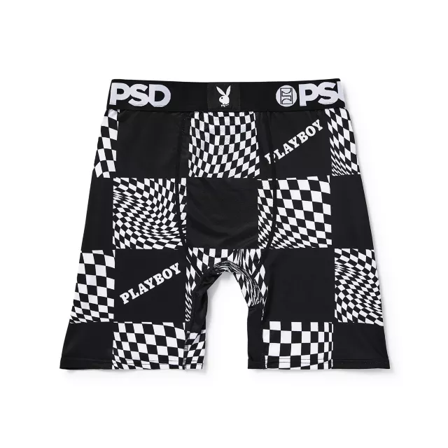 PSD Playboy Black and White Checkered Boxer Briefs - Spencer's