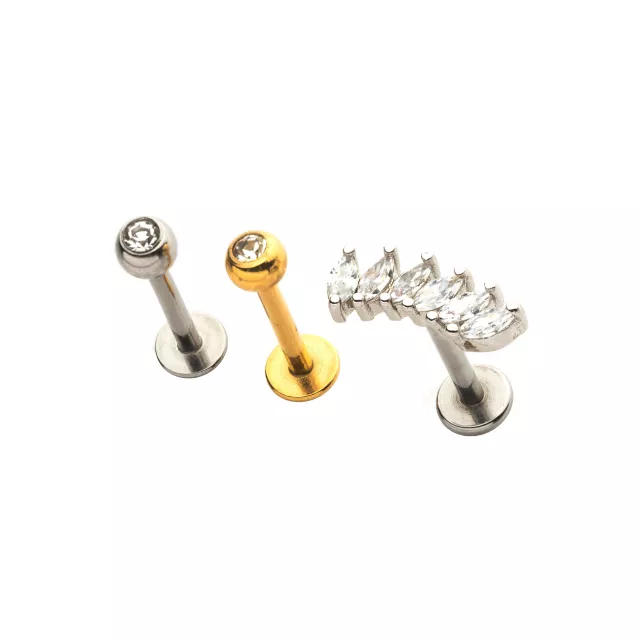 Multi-Pack Goldtone and Silvertone Labret Lip Rings 3 Pack - 16 Gauge ...