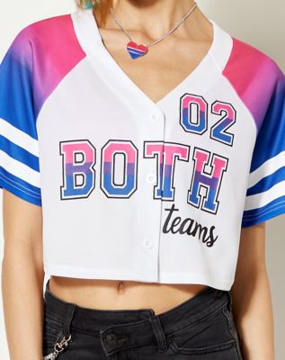 Both Teams Bisexual Pride Cropped Jersey - Spencer's