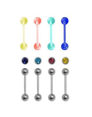 Multi-Pack CZ Multi-Color Barbells 8 Pack - 14 Gauge - Spencer's