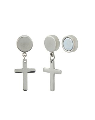 Magnetic Silvertone Cross Dangle Plugs - Spencer's