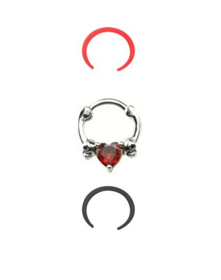 Multi-Pack CZ Heart Septum Clicker and Retainers 3 Pack- 16 Gauge ...