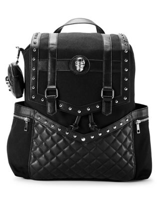 Black Studded Skull Rucksack Backpack - Spencer's