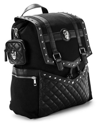 Black Studded Skull Rucksack Backpack - Spencer's
