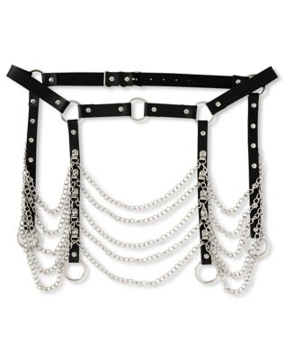 Black Full Chain Adjustable Garter Belt - Spencer's