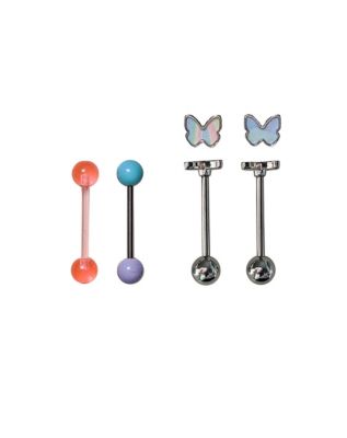 Multi-Pack Butterfly and Colored Barbells 4 Pack - 14 Gauge - Spencer's