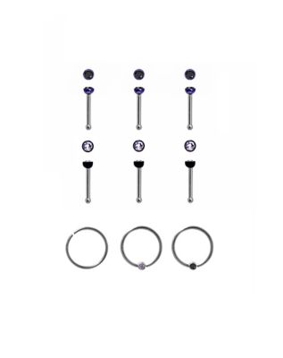 Multi-Pack Purple Pin Nose Rings and Hoop Nose Rings 9 Pack - 20 Gauge ...