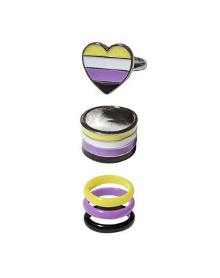 Multi-Pack Non-Binary Pride Heart Rings - 5 Pack - Spencer's