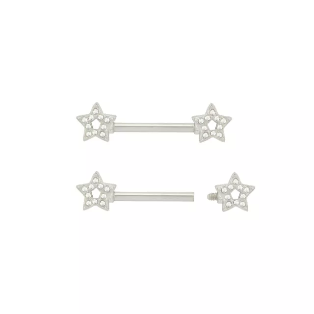 CZ Star Nipple Barbells 14 Gauge Spencer s