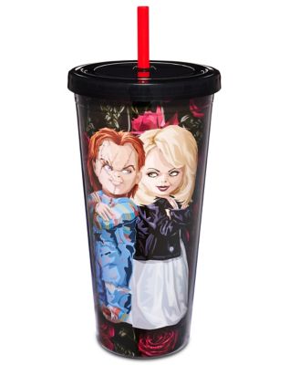 Crazy In Love Chucky and Tiffany Cup with Straw - 20 oz. - Spencer's