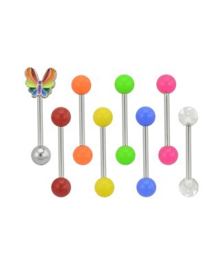 Multi-Pack Rainbow Butterfly and Multi-Color Barbells 8 Pack - 14 Gauge ...