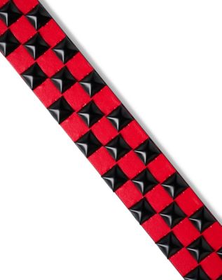 Black and Red Checkered Pyramid Studded Belt - Spencer's