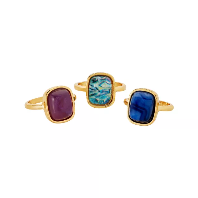 Multi-Pack Square Gem Rings - 3 Pack - Spencer's