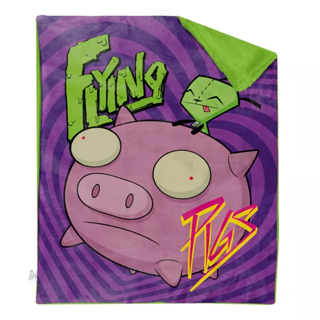 Flying Pigs Faux Fur Fleece Blanket - Invader Zim - Spencer's