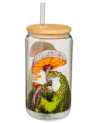 Vintage Frog Glass Cup with Straw - 16 oz. - Spencer's