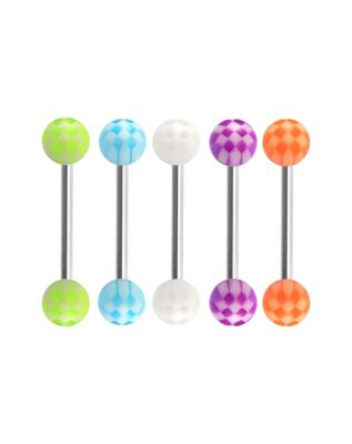 Multi-Pack Multi-Color Checkered Barbells 5 Pack - 14 Gauge - Spencer's