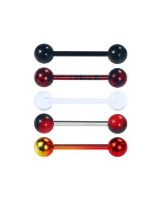 Multi-Pack Black Red and Yellow Barbells 5 Pack - 14 Gauge - Spencer's