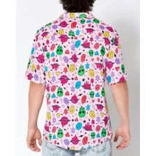 Space Alien Smiley Face Button Down Shirt - Spencer's