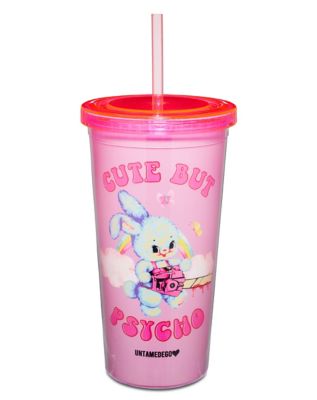 Cute But Psycho Cup with Straw 16 oz. - Untamedego - Spencer's