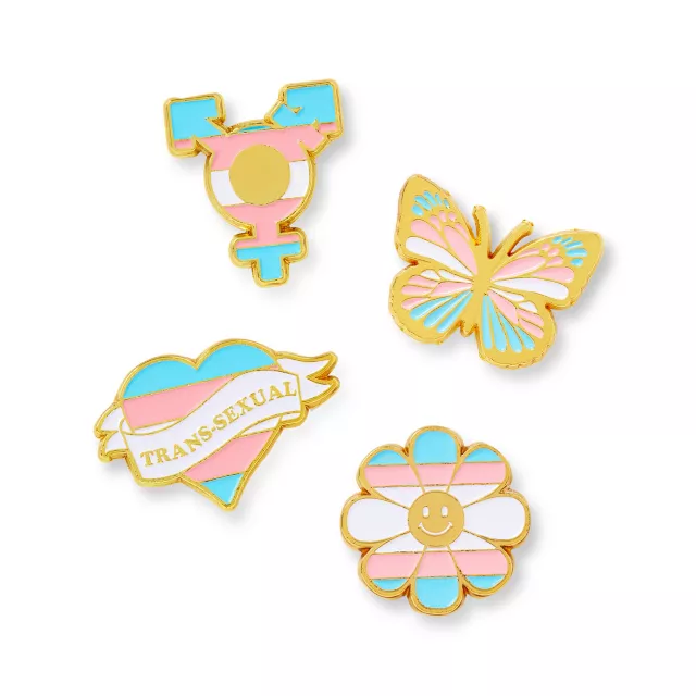 Multi-Pack Trans Pride Flower Pins - 4 Pack - Spencer's