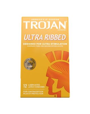 Ultra Ribbed Lubricated Condoms 12 Count - Trojan - Spencer's