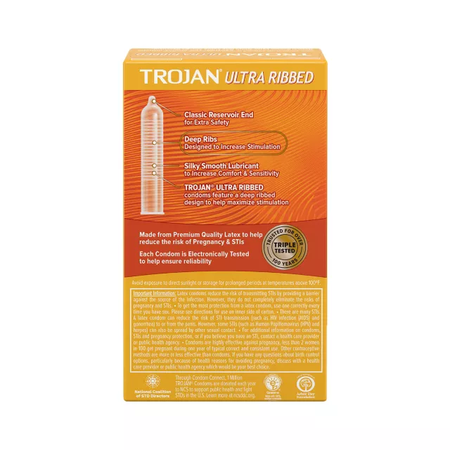 Ultra Ribbed Lubricated Condoms 12 Count - Trojan - Spencer's
