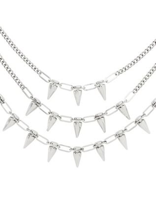 Layered Spike Chain Choker Necklace - Spencer's
