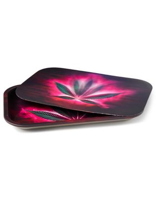 Neon Pink Weed Leaf Tray with Lid - Spencer's