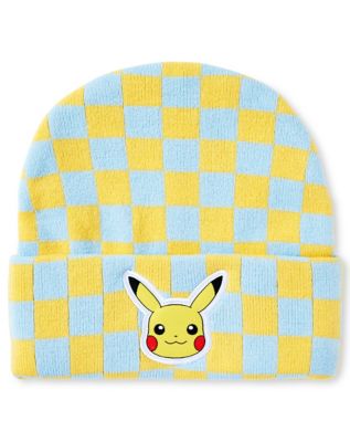 Blue and Yellow Checkered Pikachu Cuff Beanie Hat - Pokémon - Spencer's