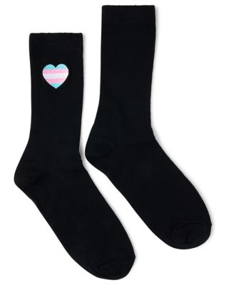 Black Transgender Pride Heart Crew Socks - Spencer's