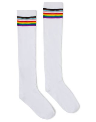 Progressive Rainbow Pride Flag Knee High Socks - Spencer's