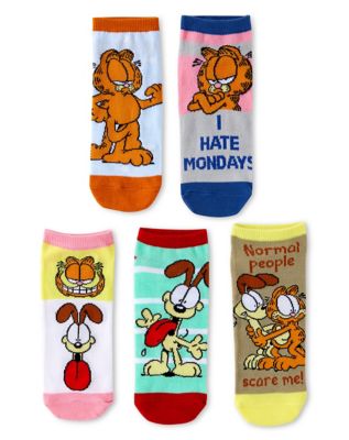 Multi-Pack Garfield No Show Socks - 5 Pack - Spencer's